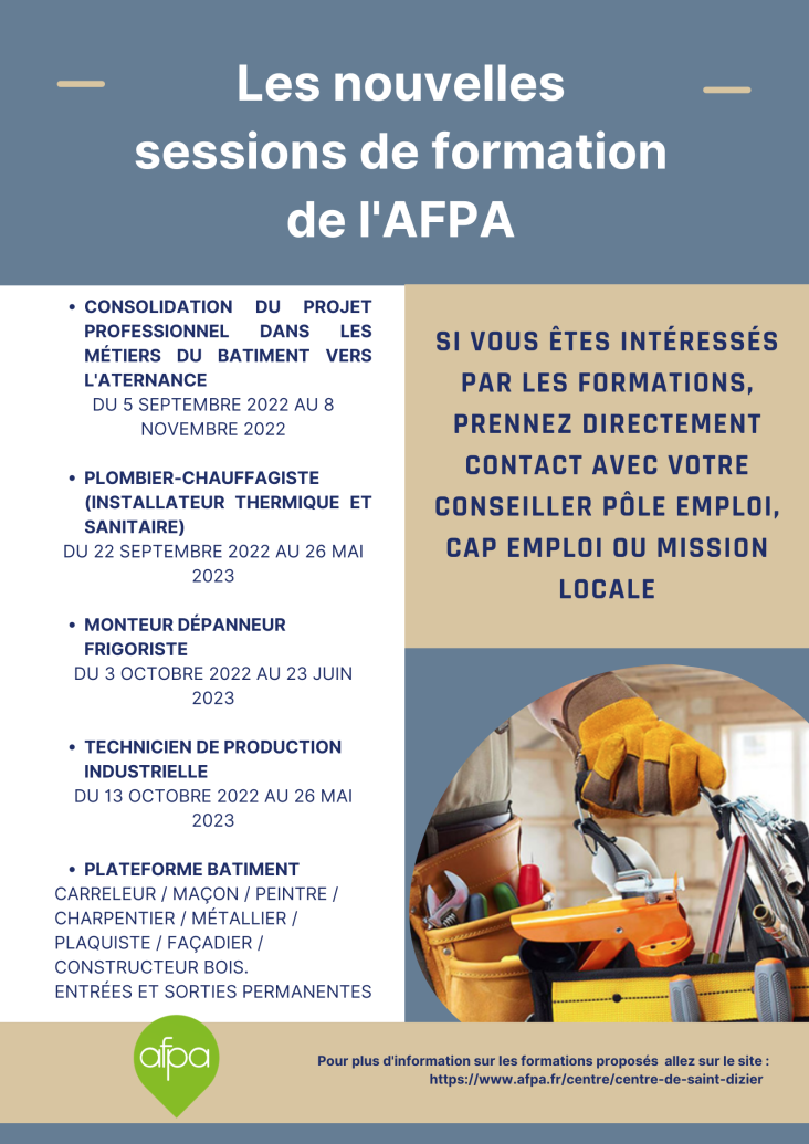 Formations AFPA - Communauté d’agglomération Saint-Dizier, Der et Blaise