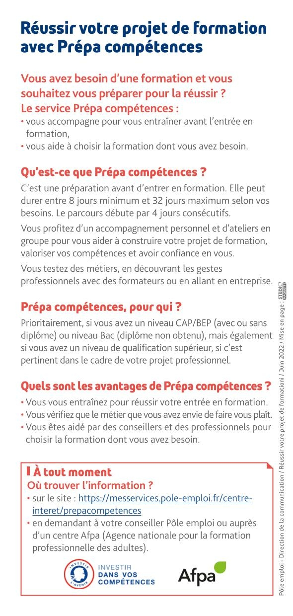 Réussir votre projet de formation avec Prépa compétences - Plateforme Emploi de l’ARC